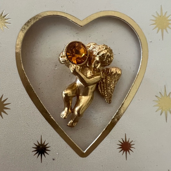 Avon | Jewelry | Vintage Avon Gold Angel Period Rhinestone Stick Pin ...